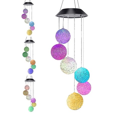 Crystal Swinging Balls Solar Color Changing Lights Wind Chimes Unique ...
