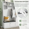 3 in 1 White Hall Tree: Coat Rack, Storage Bench, 3 Hooks, 2 Cabinets ...