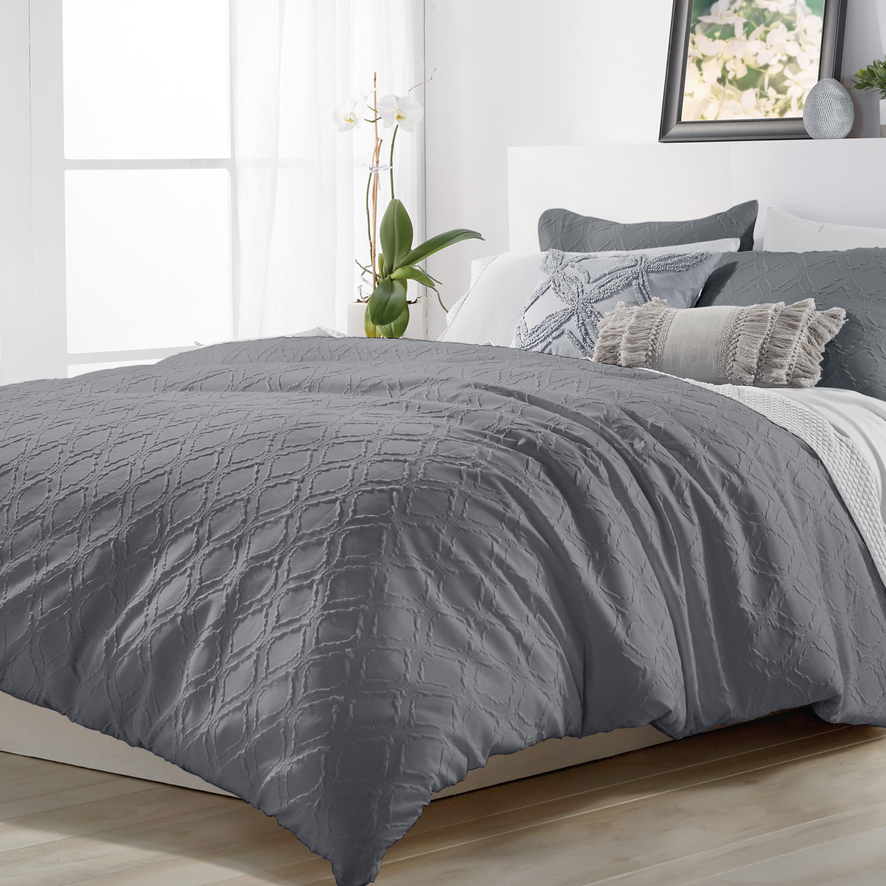 Microsculpt Solid Textured Ogee Comforter Set - Walmart.com