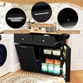 Black Mobile Kitchen Island Cart with Drop-Leaf – Space-Saving Table ...