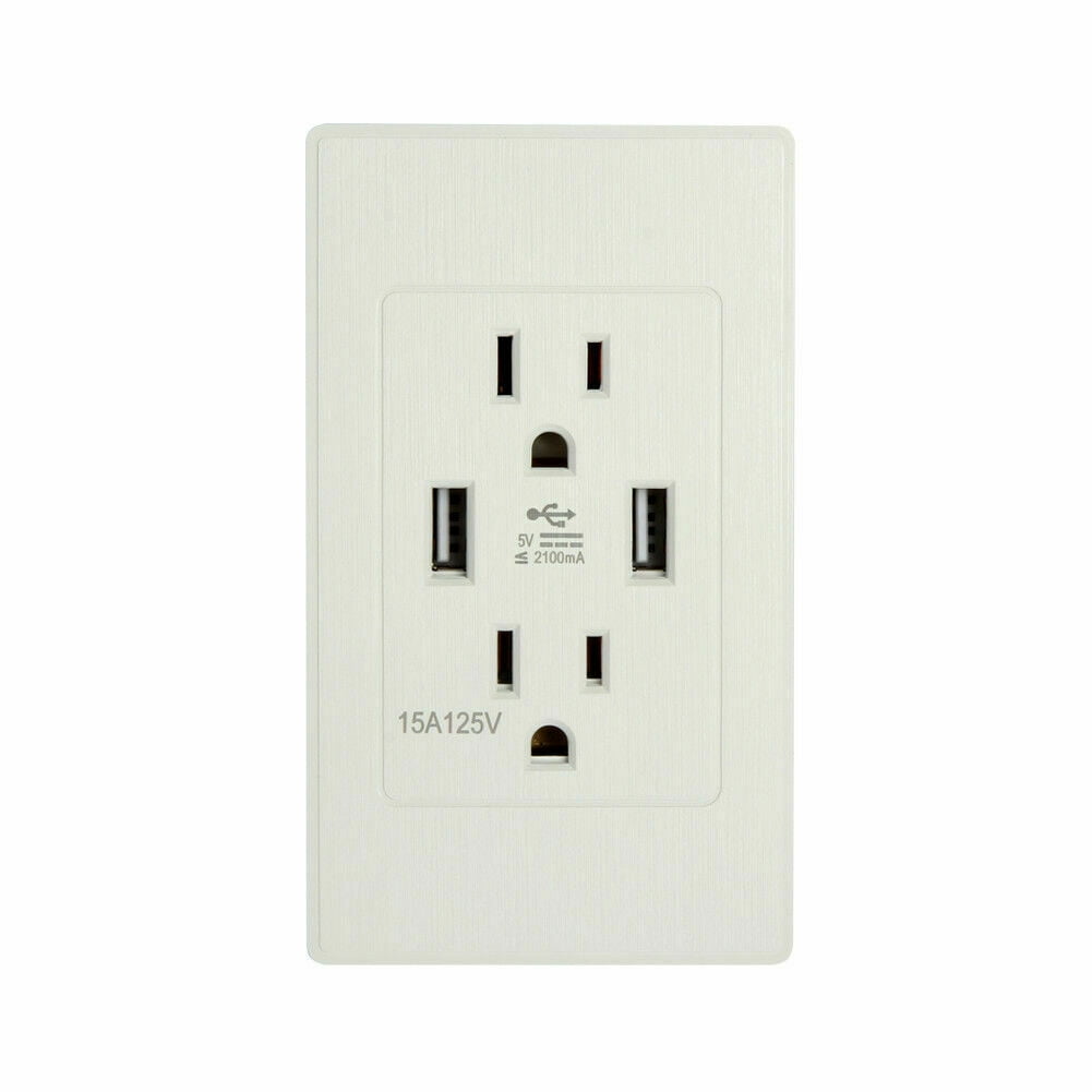 Dual USB Port Wall Socket Charger AC Power Receptacle Outlet Plate ...