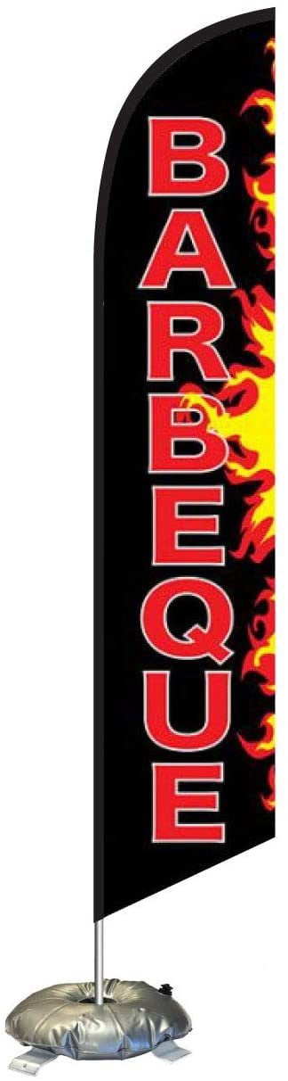 Barbeque BBQ Feather Flag Kit with Cross-Base and Weight-Donut, Outdoor ...