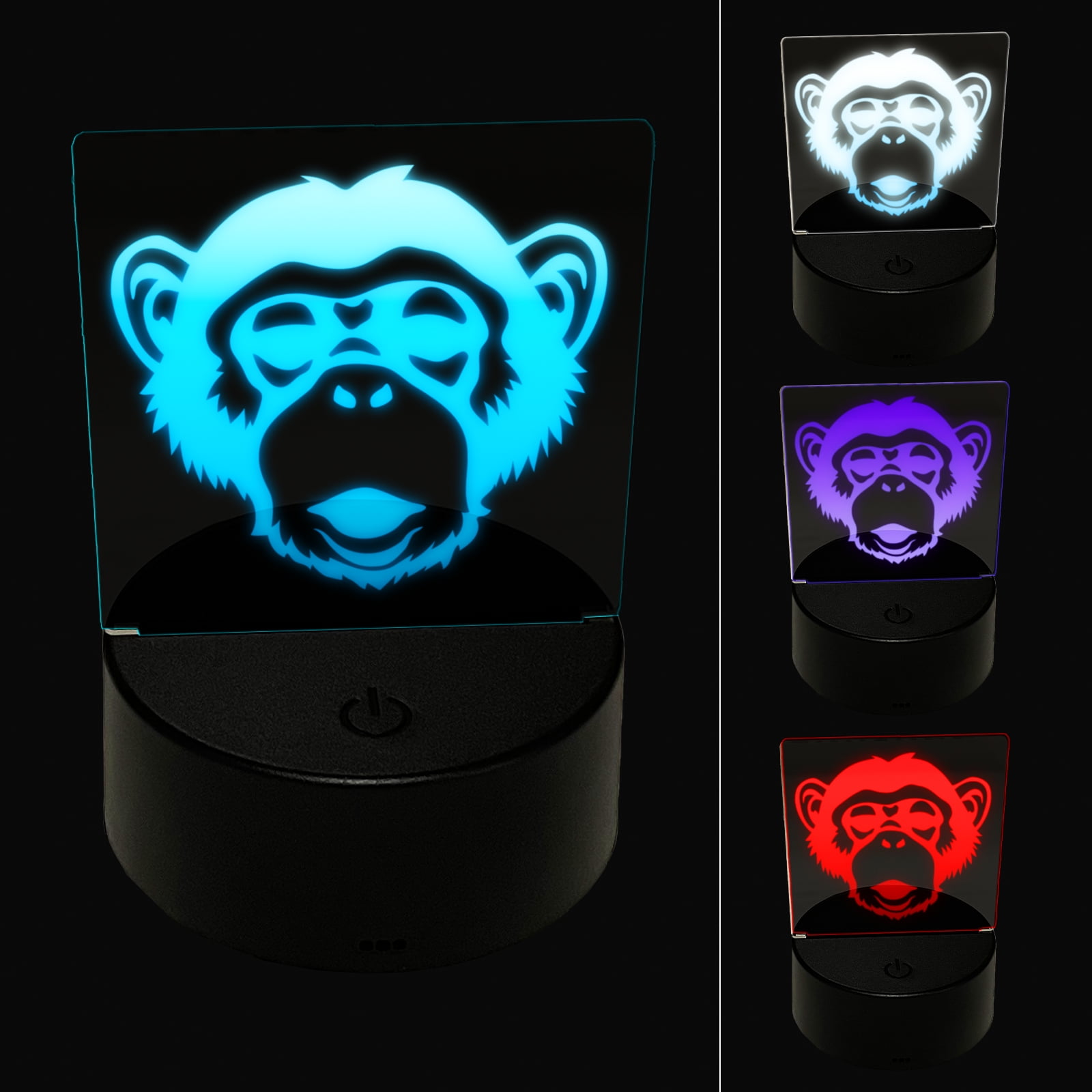 Chimpanzee Primate Ape LED Night Light Sign 3D Illusion Desk Nightstand ...