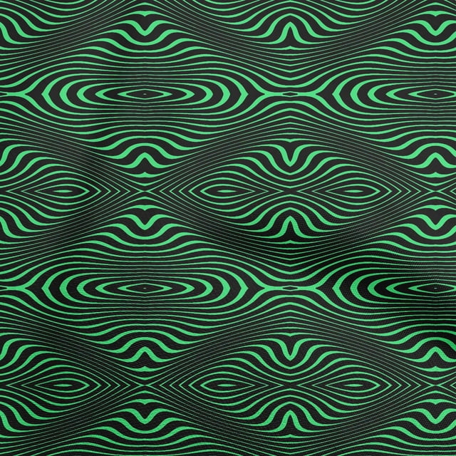 oneOone Cotton Silk Green Fabric Moire Sewing Material Print Fabric By ...