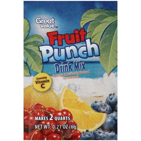 Great Value Unsweetened Fruit Punch Drink Mix 0.21 oz. Packet - Walmart.com