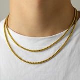 3 Pcs Chain Necklace for Men Women Boy Kid,3mm Stainless Steel Gold ...