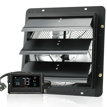 Shutter Exhaust Fan, 16'' with Temperature Humidity Controller, EC ...