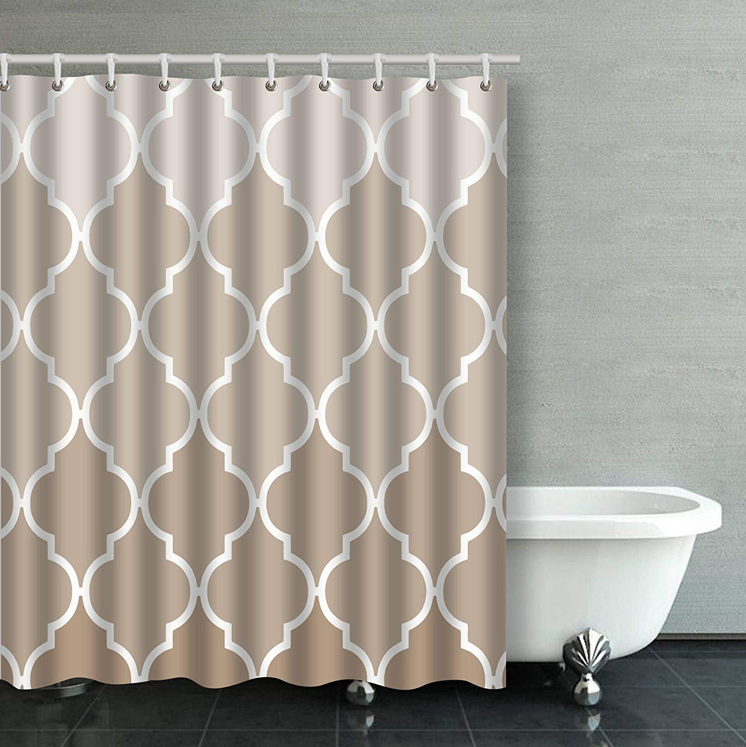 BPBOP Trendy Chic Girly Cream Brown Quatrefoil Pattern Bathroom Shower ...