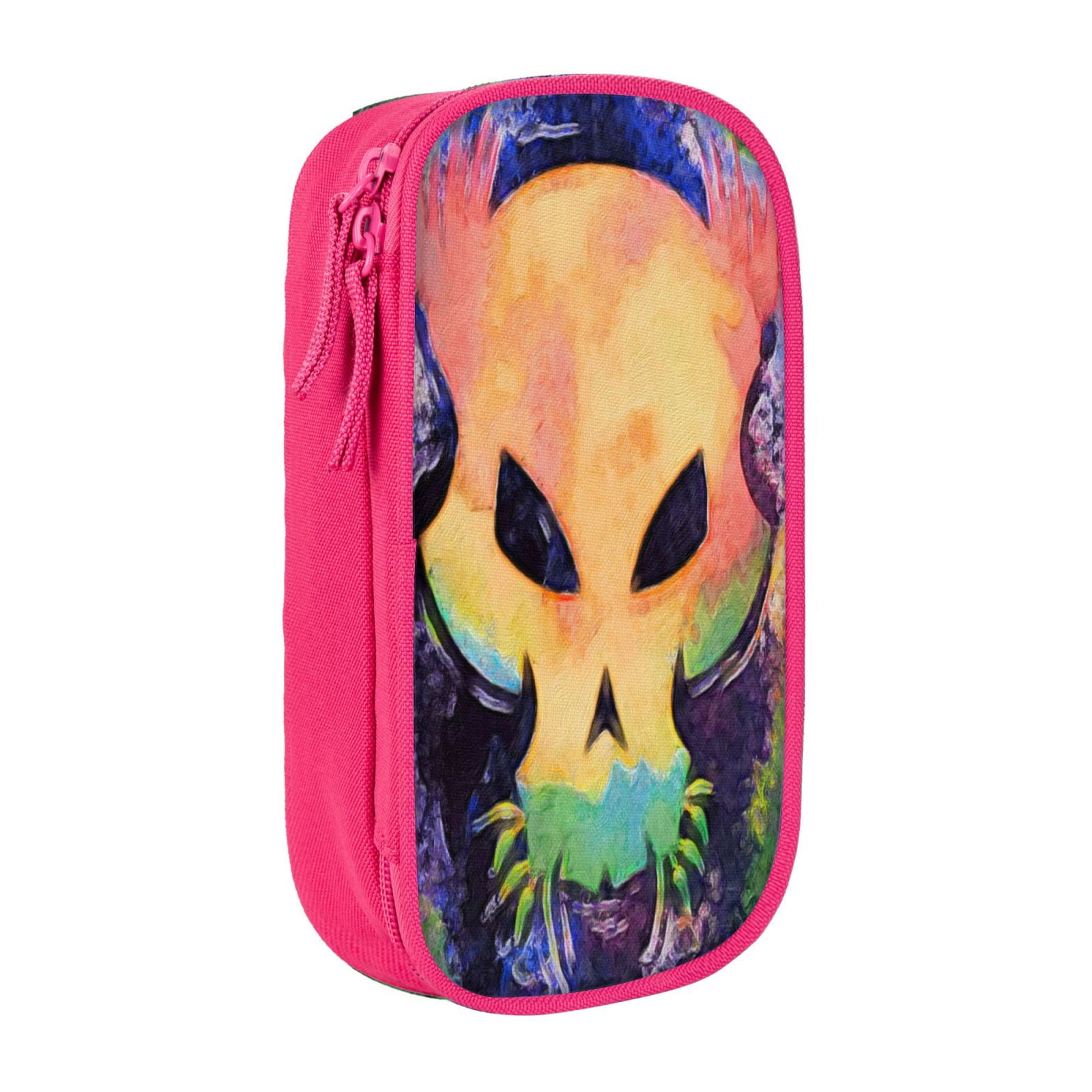 XMXY Skull Painting Scary Large Capacity Pencil Case, Portable Pencil ...
