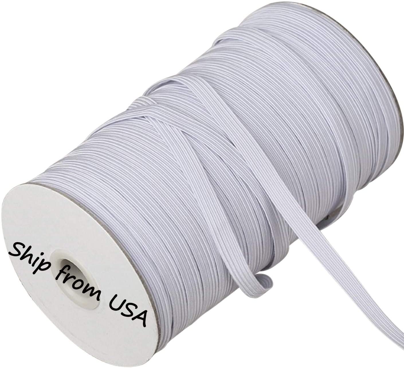 New Black 200 Yards Ultra Soft 1/4" Braided Elastic Spool Cord Band ...