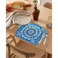 Blue Boho Floral Round Table Placemats Set of 6 Wedge Placemats, Ethnic ...