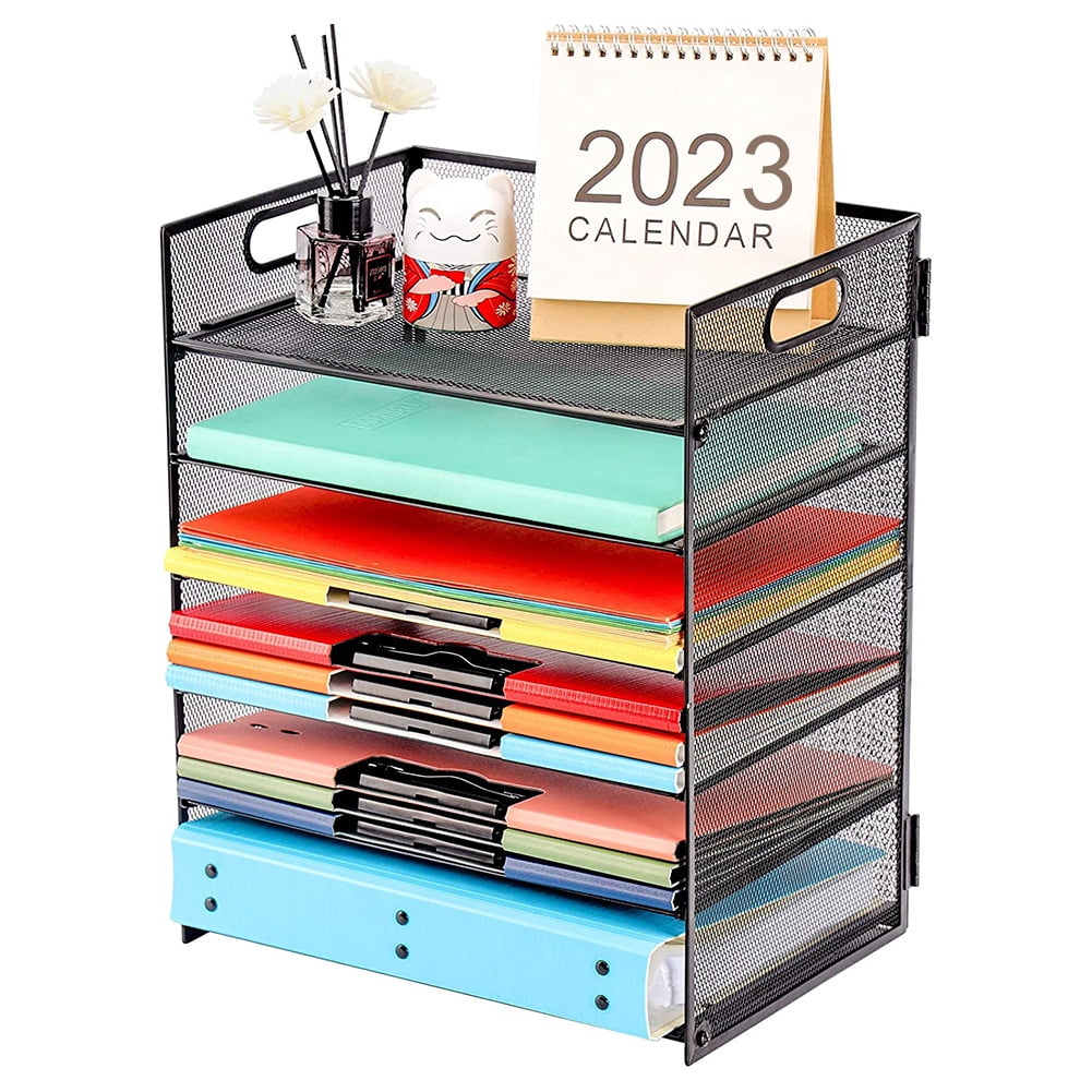 6 Tier Mesh File Organization with Handle,Paper Letter Tray Organizer ...