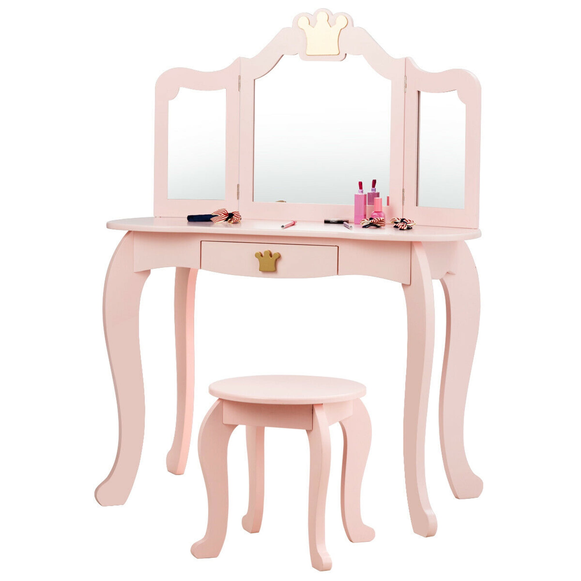 Click here for Gymax Makeup Dressing Table Chair Set Princess Van... prices