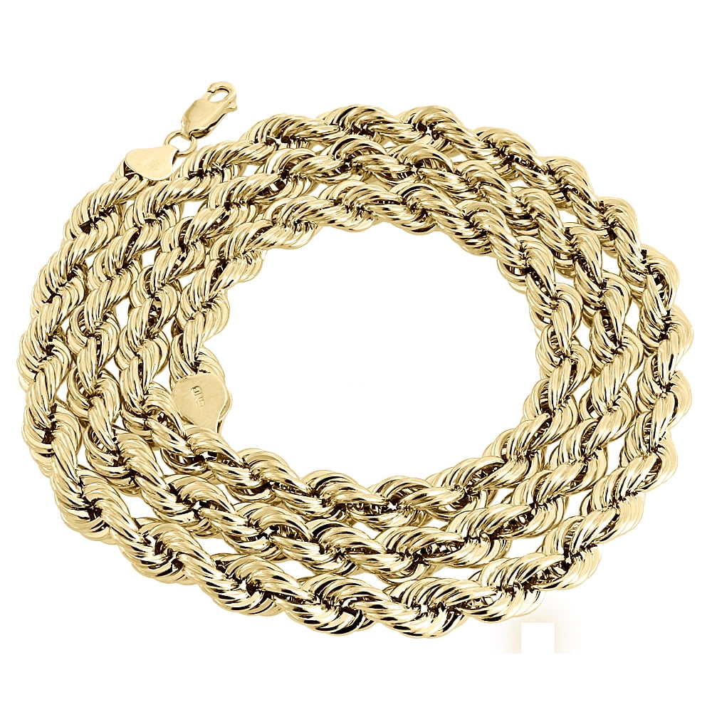 Real 10K Yellow Gold Solid Rope Chain 7mm Shiny Twist Necklace 22 ...