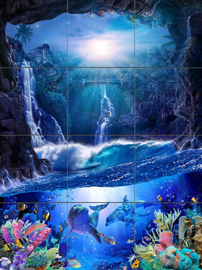 Tile Mural Bathroom Backsplash - Secret Grotto-CRL - by Christian Riese ...