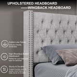 Nathaniel Home, Fabric Linen King Bed Frame, with Tufted Upholstered ...