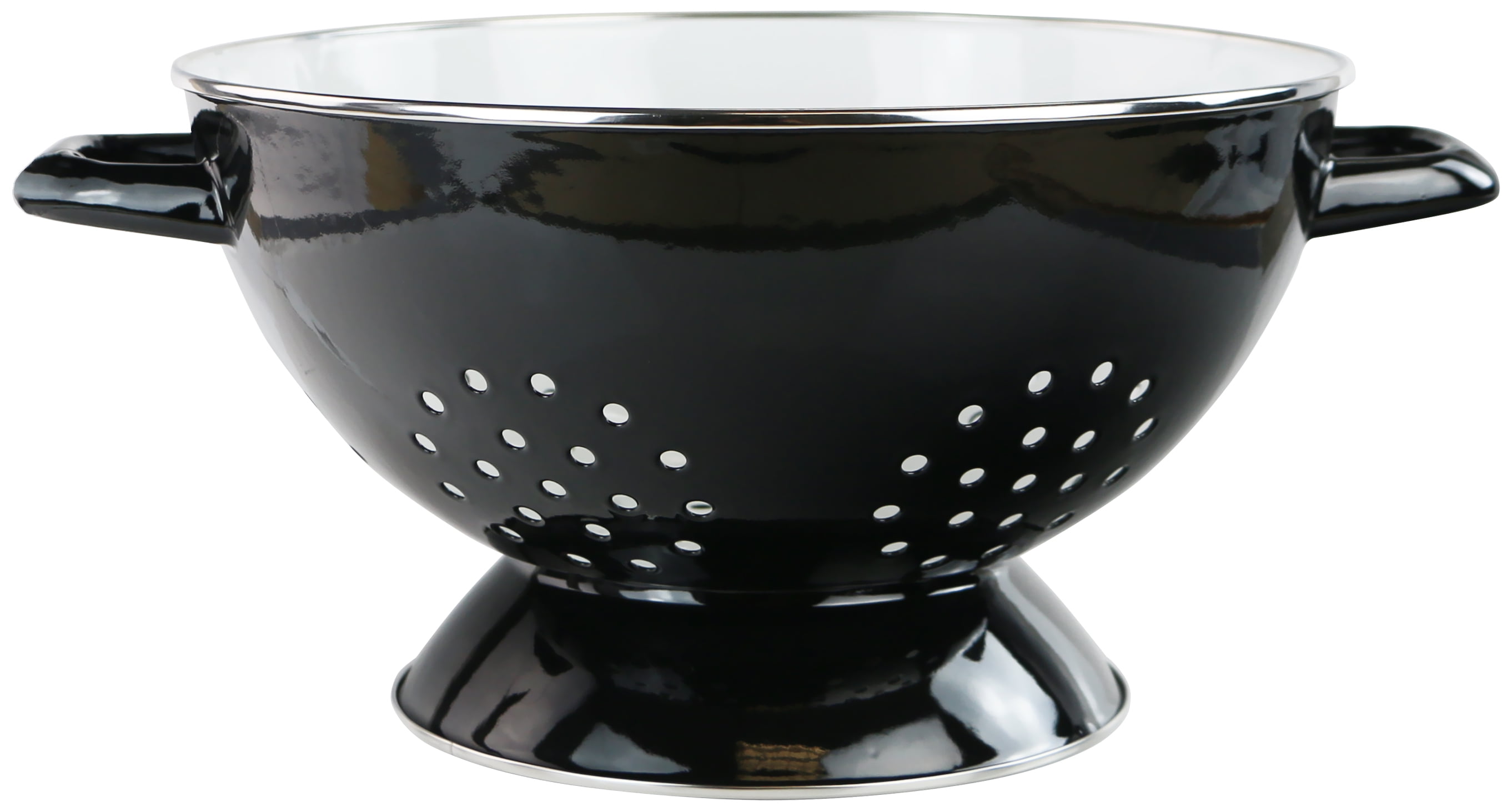 Calypso Basics, 3 Qt. Enamel on Steel Two Toned Colander, Black ...