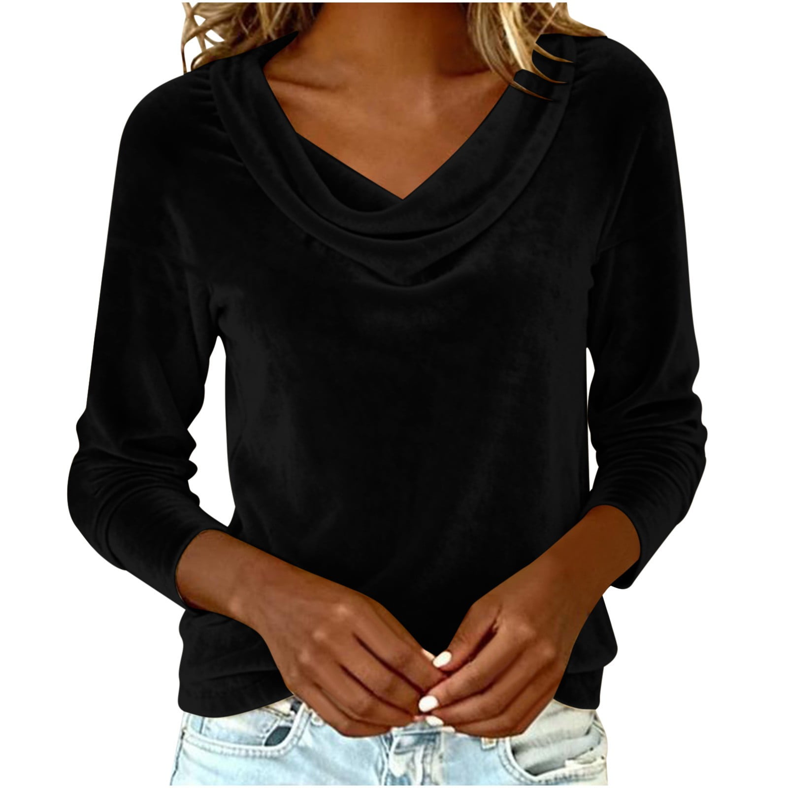 Click here for Ltctricy Velvet Tops For Women Long Sleeve Cowl Ne... prices