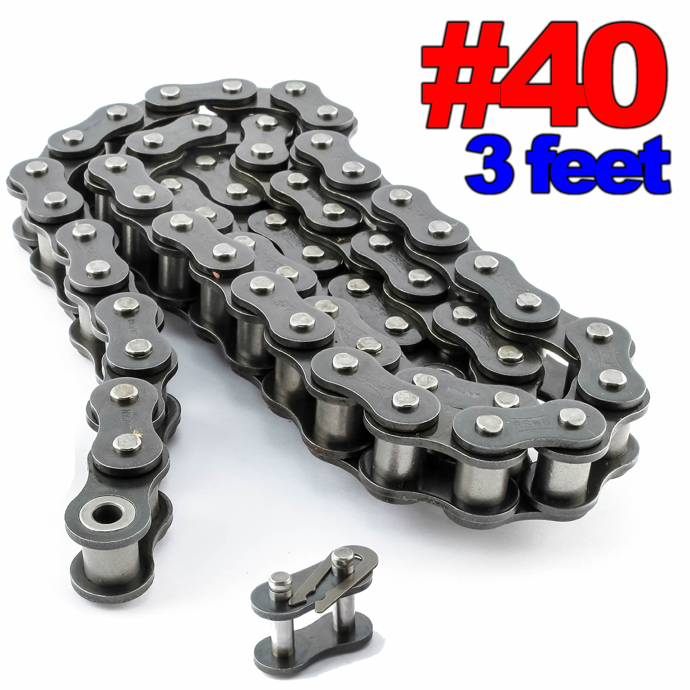  40 Roller Chain X 3 Feet Free Connecting Links Same Day Expedited