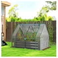 Raised Garden Bed with Greenhouse, 4x3ft Galvanized Planter Box ...