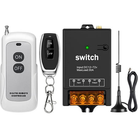 [Upgraded Version] Wireless Remote Switch DC 12V-72V, Wireless 30A ...
