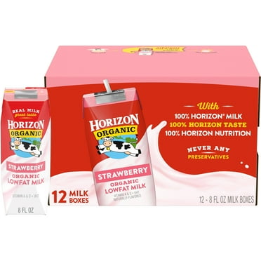 (2 pack) Horizon Organic Shelf-Stable Whole Milk Boxes, 8 fl oz, 12 ...