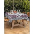 Boho Flower Rectangle Outdoor Tablecloth with Umbrella Hole Pink Purple ...