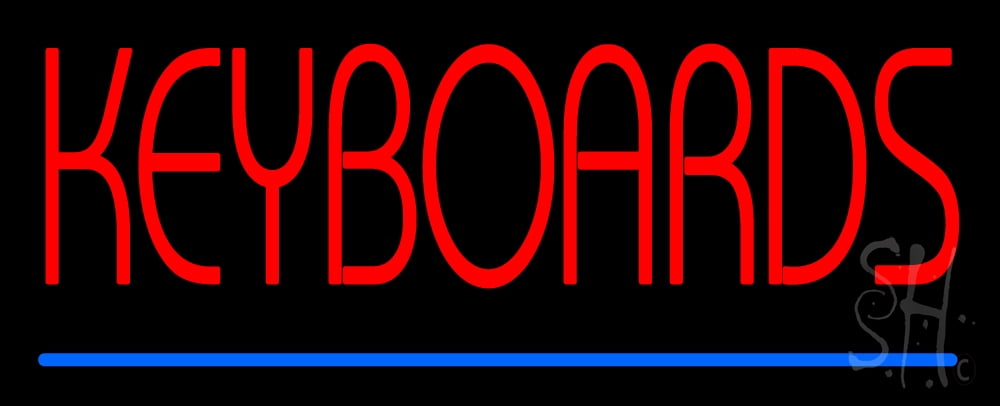 Keyboards LED Neon Sign 10" Tall x 24" Wide - inches Black Square Cut ...