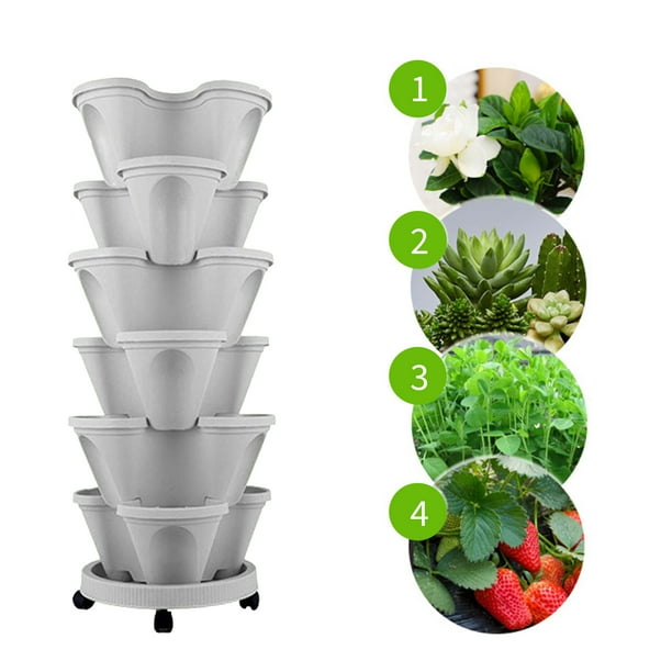 TB&W Stackable Planter Vertical Garden Tower for Strawberry (Moveable ...
