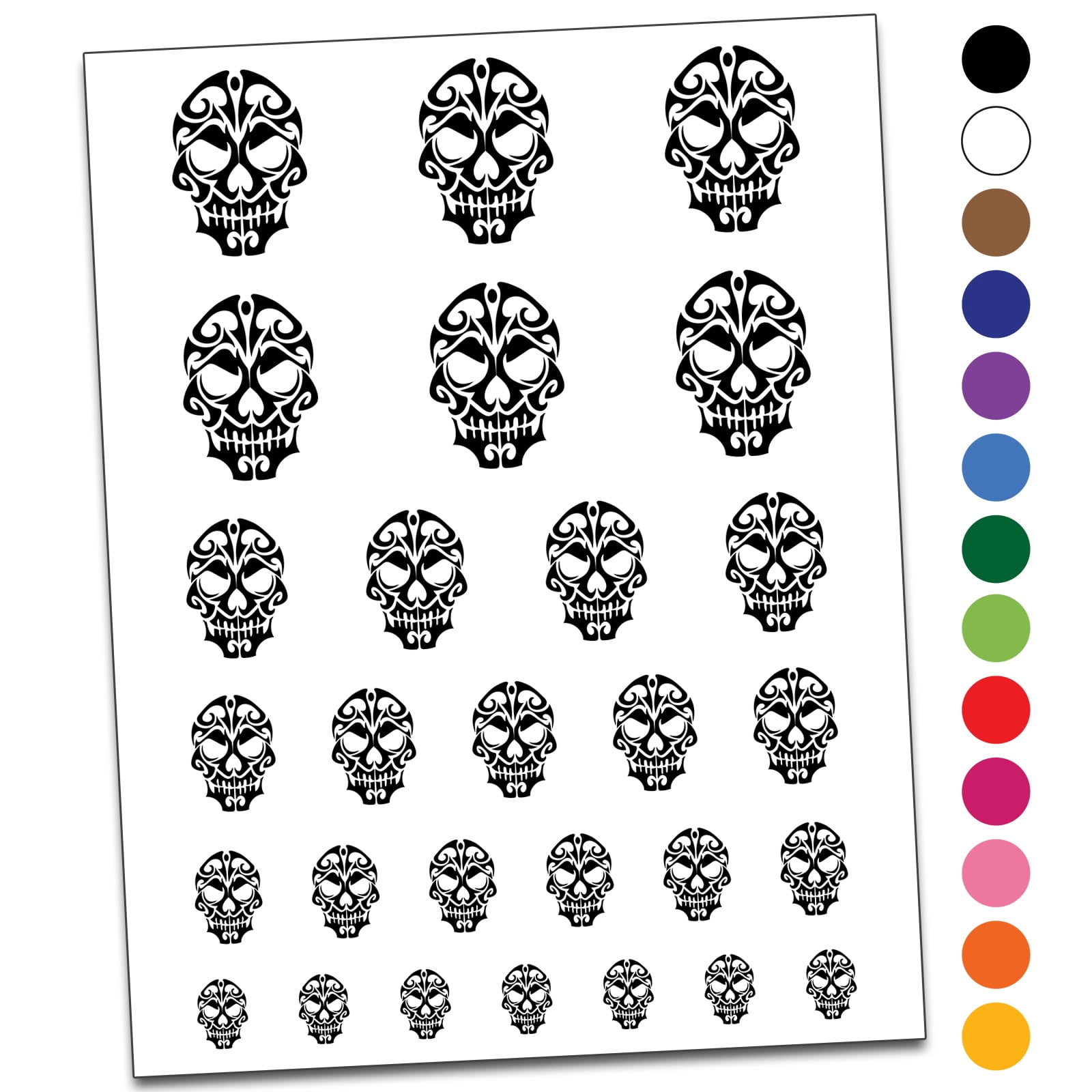 Tribal Skeleton Skull Water Resistant Temporary Tattoo Set Fake Body ...