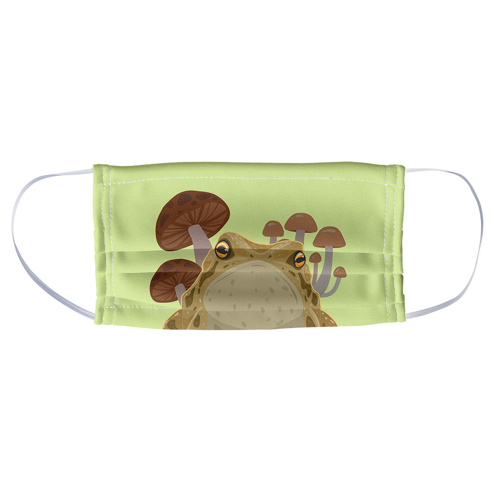 Toad Sitting In Front of Mushrooms 1-Ply Reusable Face Mask Covering ...