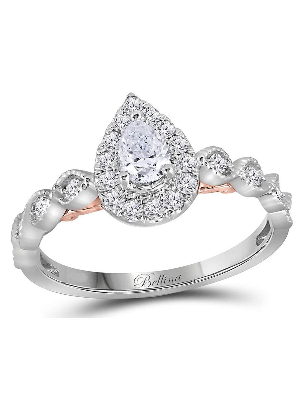 7/10 Carat (Ctw G-H, SI2-I1) Pear Drop Cut Diamond Engagement Ring in ...