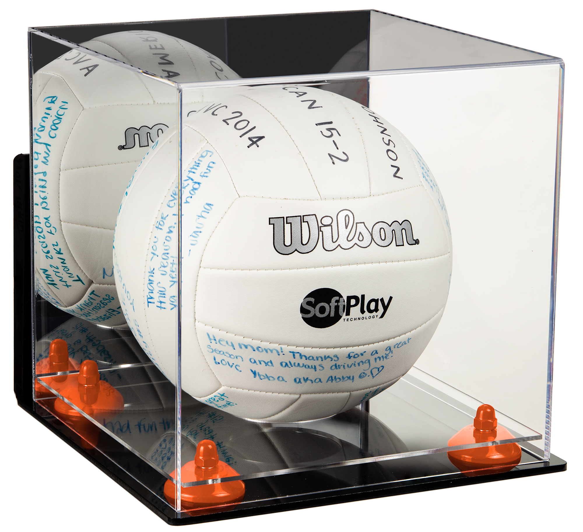 Deluxe Acrylic Volleyball Display Case with Mirror, Wall Mount, Orange ...