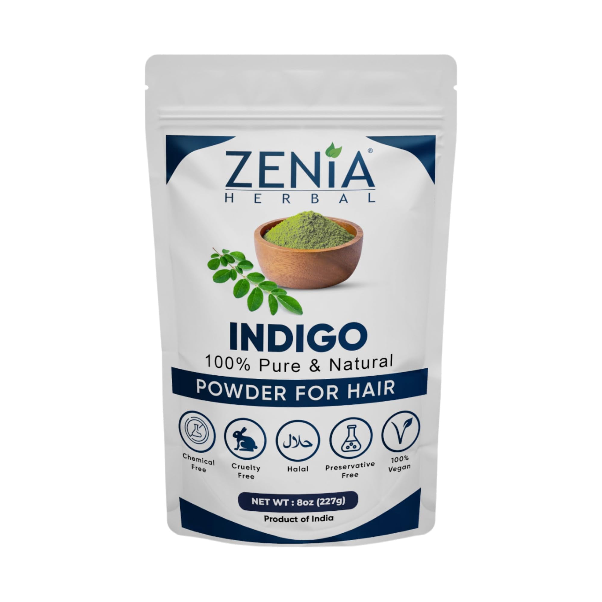 Tinte para cabello y barba Zenia Indigo en polvo, 200 g (7 oz) a base ...