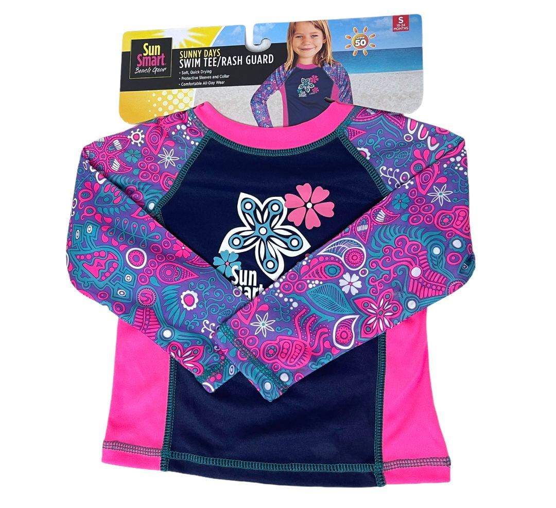 Sun Smart Rash Protective Sleeves and Collar Guard Comfortable Swim Tee ...