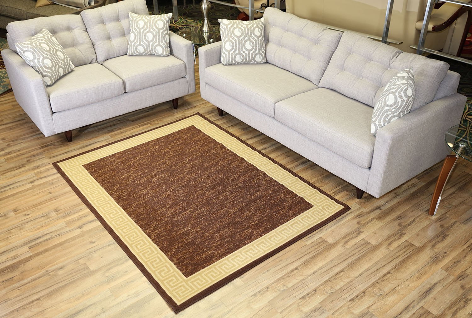 Meander Design Printed Slip Resistant Rubber Back Latex Runner Rug and ...