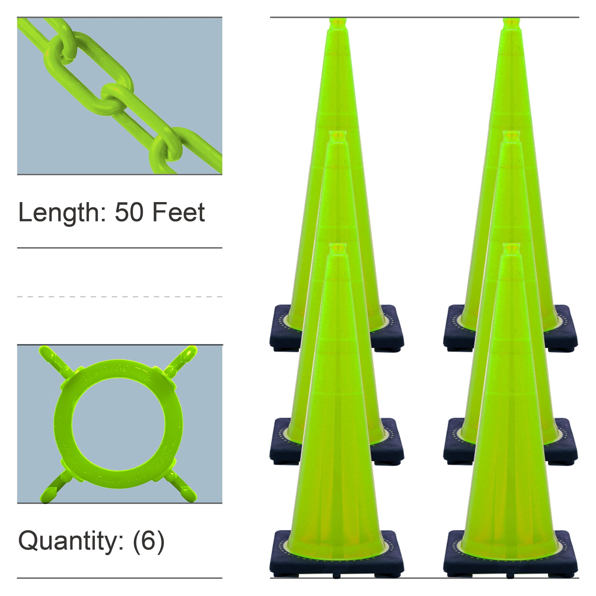 36 Inch Safety Green Traffic Cone and Chain Kit (6 Pk) - Walmart.com