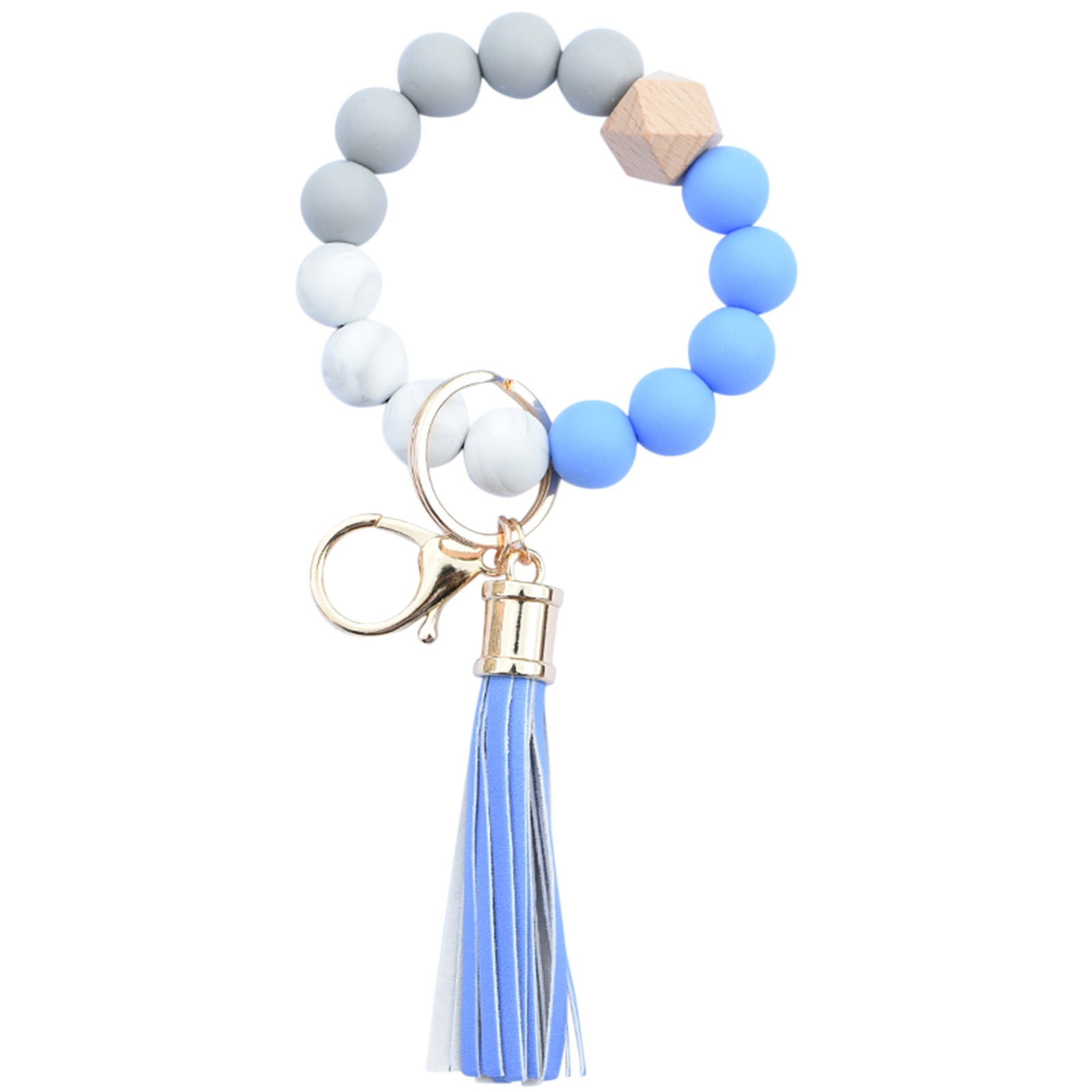 Momine Fashion Creative Keychain Bracelet Wristlet Key Ring Beaded ...