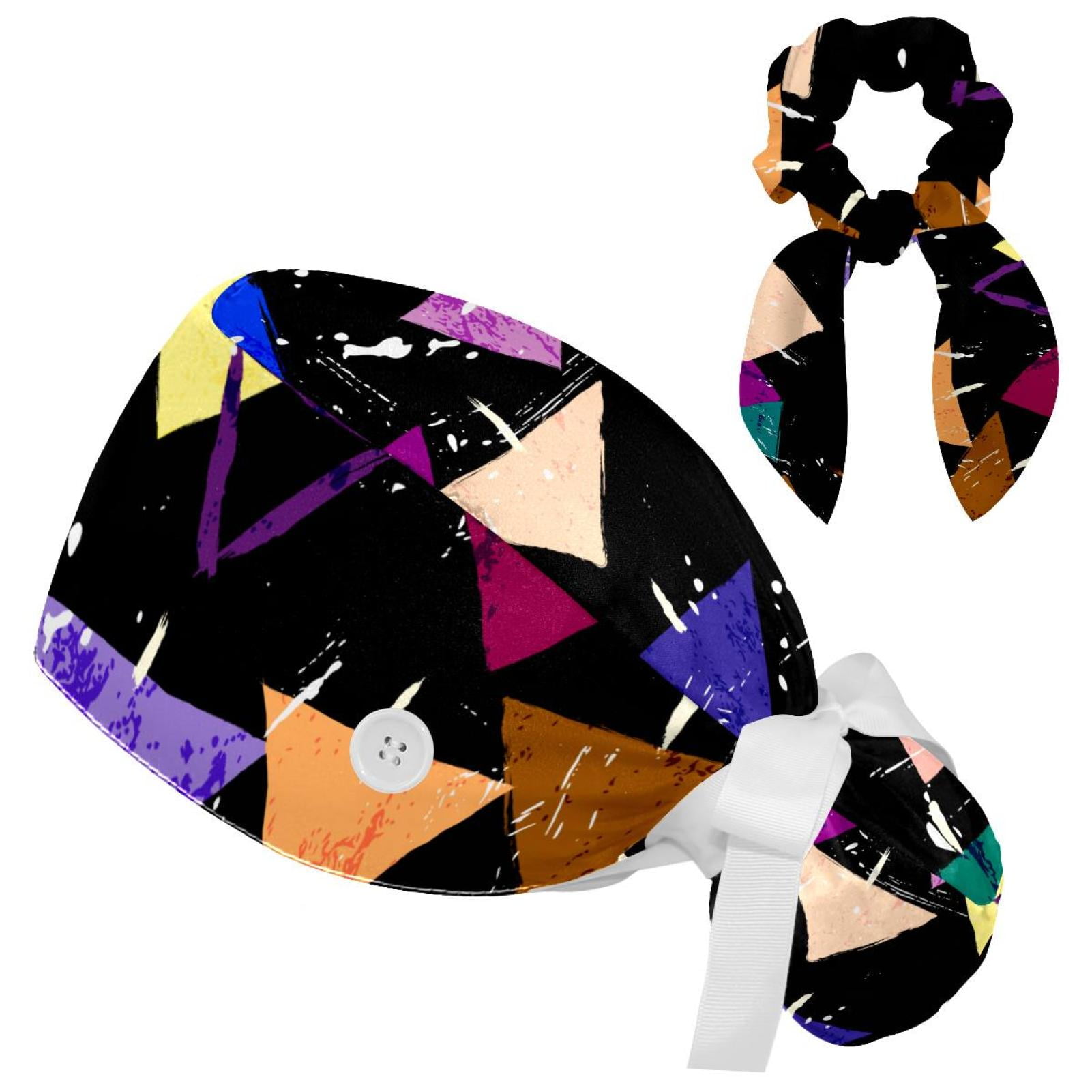 Working Cap with Buttons and Sweatband Scrub Hat Bouffant Caps with ...