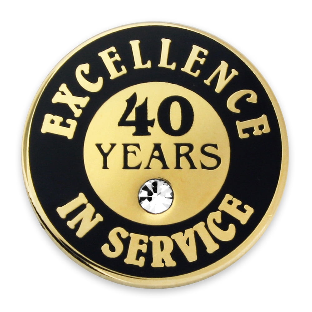 PinMart's Gold Plated Excellence in Service 40 Year Award Lapel Pin ...