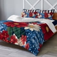 4 Piece Duvet Cover Set Twin, Red Blue White Flowers Soft Breathable ...