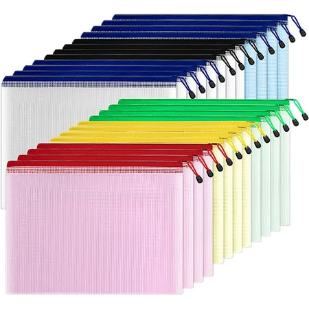 SUNEE Mesh Zipper Pouch 11x16 in (6 Colors, 24 Packs),Extra Large Water ...
