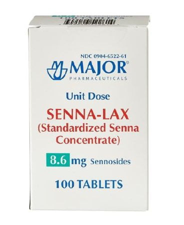 Major Senna-Lax Tablet 100 per Box 8.6 mg Strength Sennosides Pack of 2 ...