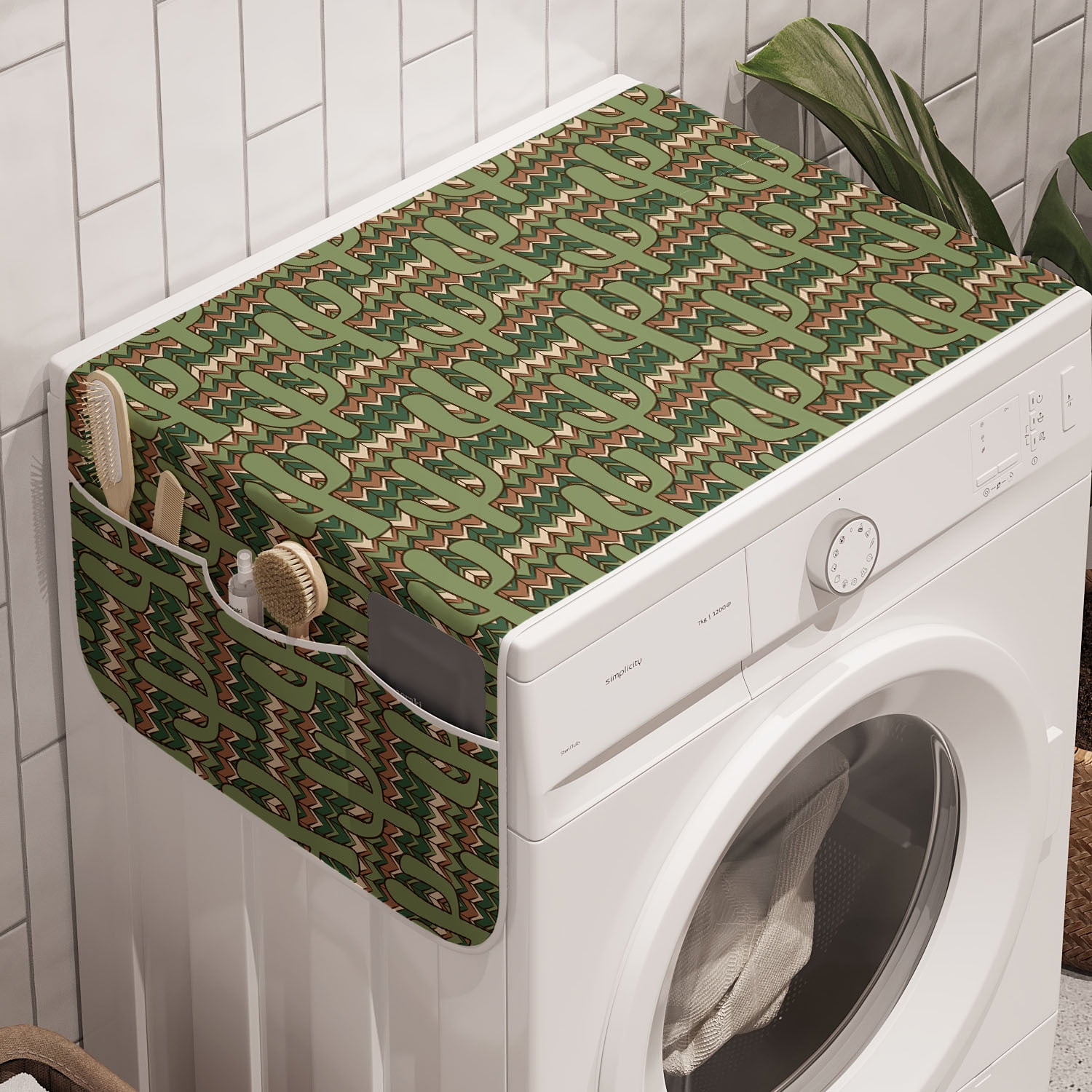 Cactus Washing Machine Organizer, Cartoon Style Saguaro Cactus on ...