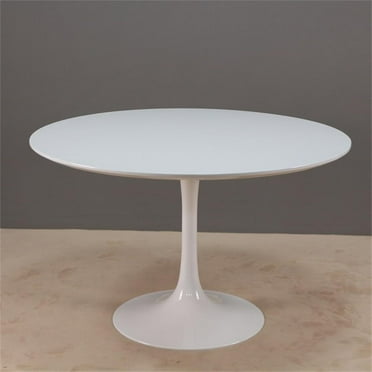60” Round White Modern Tulip Dining Table: Contemporary Wood Top ...