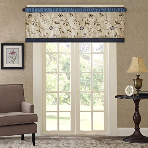 Click here for Madison Park Serene Embroidered Window Valance Nav... prices