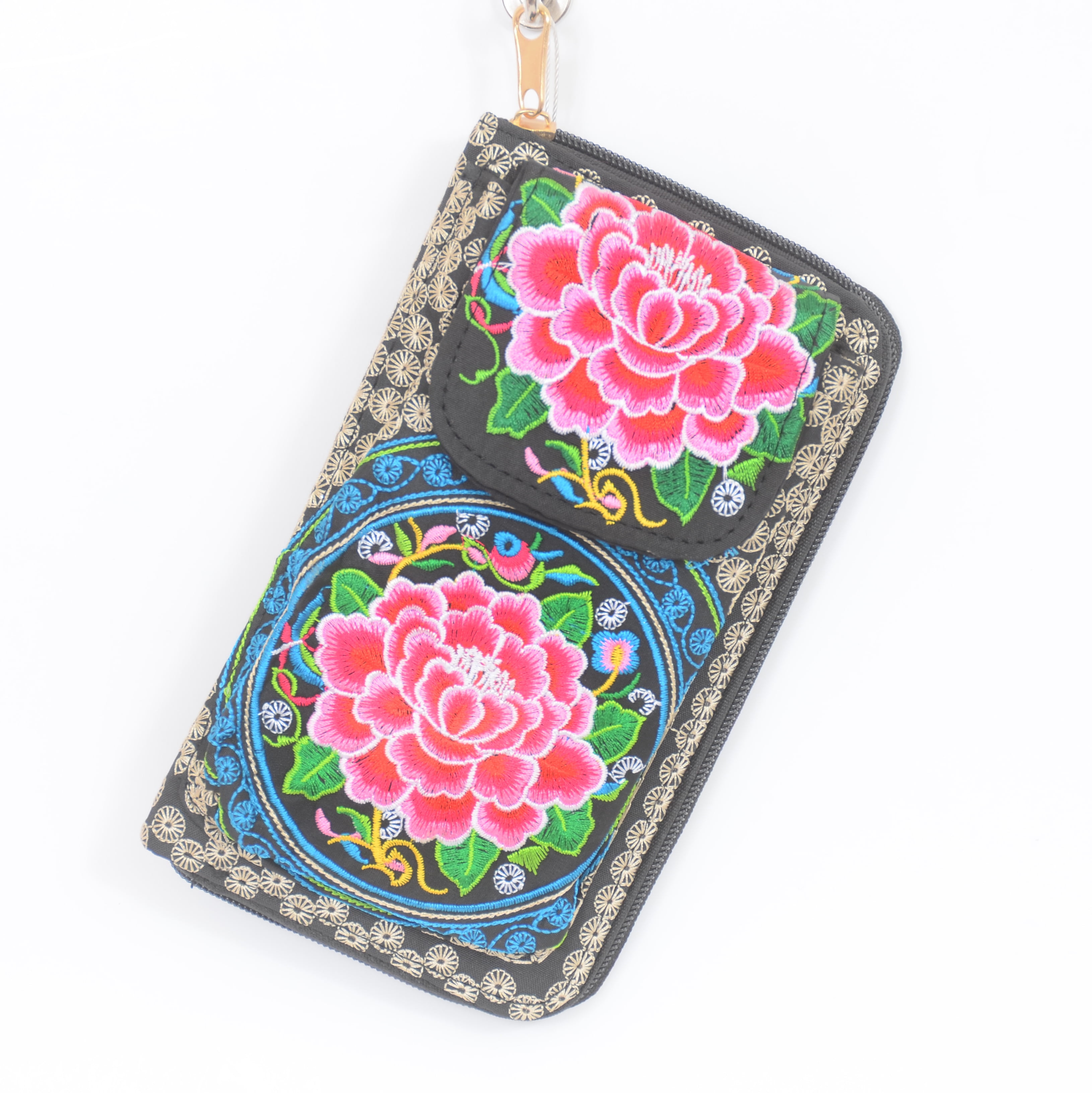 Colorful Pink Roses Boho Cell Phone Case Wallet Wristlet - Walmart.com
