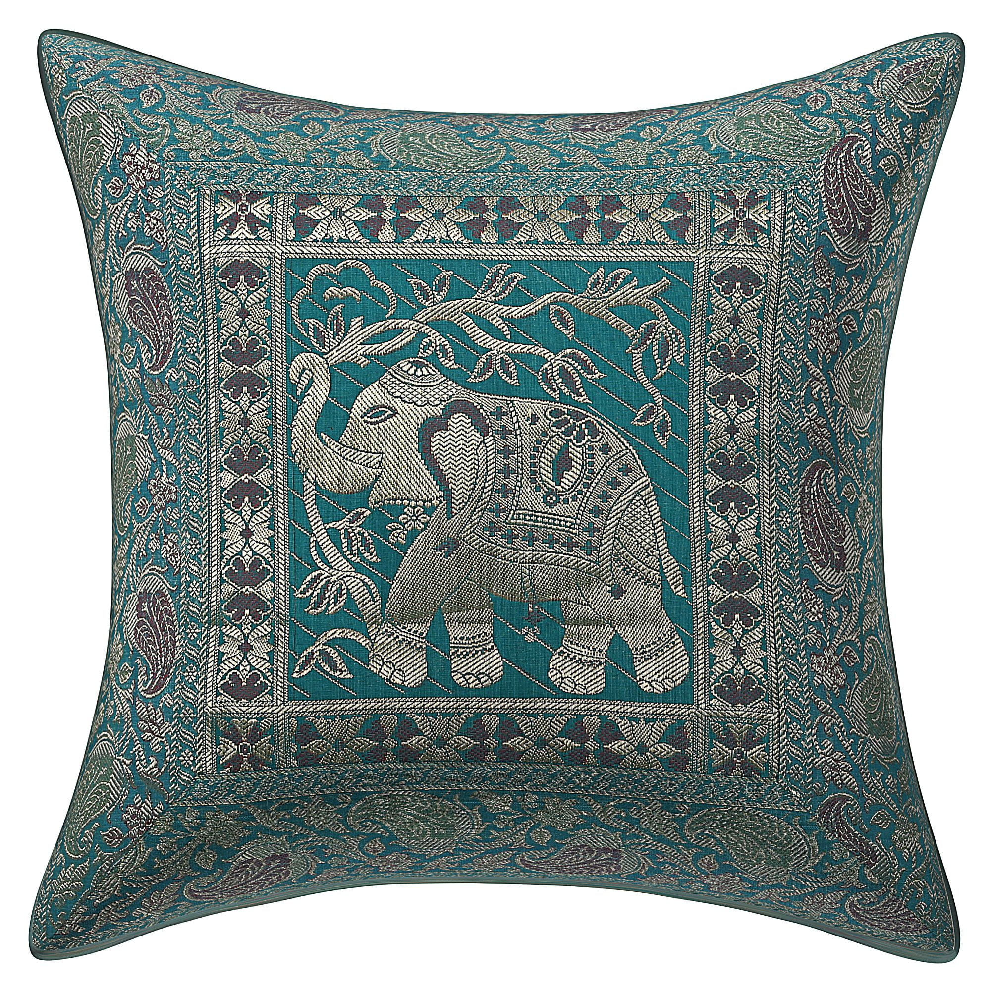 Stylo Culture Indian Chair Seat Throw Pillow Cover 16x16 Jacquard Sea ...
