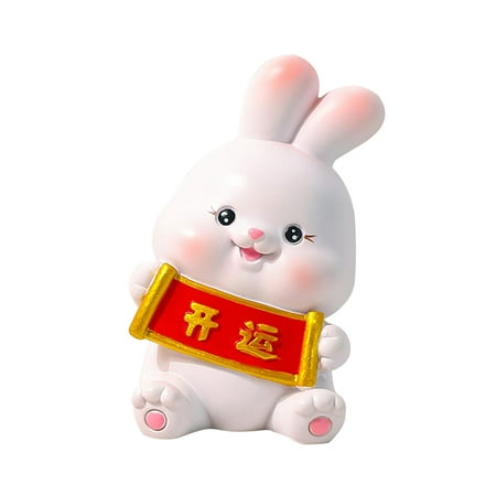 Chinese Animal Lucky Rabbit Statues Craft Car Dashboard Ornament ...
