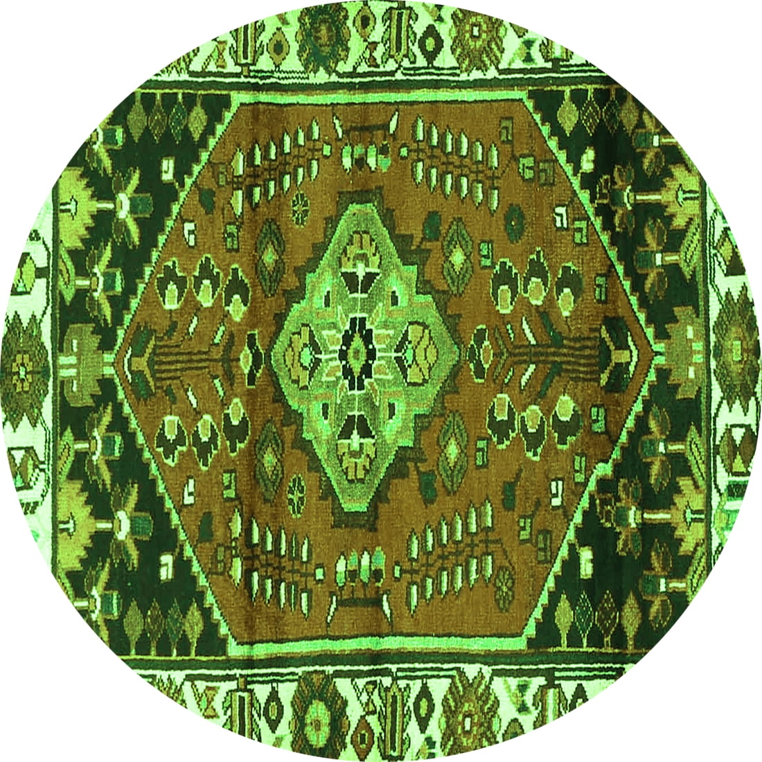 Ahgly Company Indoor Round Persian Green Traditional Area Rugs, 5 ...